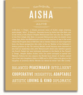 Aisha Personalized Name Meaning Art Prints – Name Stories