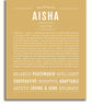 Aisha Personalized Name Meaning Art Prints – Name Stories