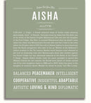 Aisha | Name Art Print – Name Stories