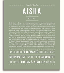 Aisha | Name Art Print – Name Stories