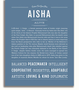 Aisha | Name Art Print – Name Stories