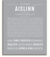 Aislinn Personalized Name Meaning Art Prints – Name Stories