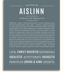 Aislinn Personalized Name Meaning Art Prints – Name Stories