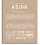 Aislinn Personalized Name Meaning Art Prints – Name Stories