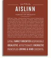Aislinn Personalized Name Meaning Art Prints – Name Stories
