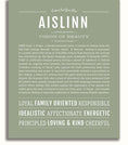 Aislinn Personalized Name Meaning Art Prints – Name Stories