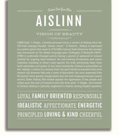 Aislinn Personalized Name Meaning Art Prints – Name Stories