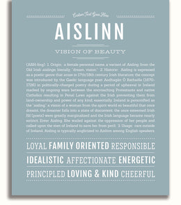Aislinn Personalized Name Meaning Art Prints – Name Stories