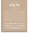 Aislyn Personalized Name Meaning Art Prints – Name Stories