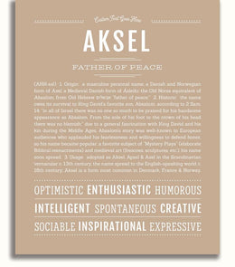 Aksel Personalized Name Meaning Art Prints – Name Stories
