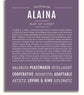 Alaina Personalized Name Meaning Art Prints – Name Stories