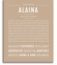 Alaina Personalized Name Meaning Art Prints – Name Stories