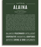 Alaina Personalized Name Meaning Art Prints – Name Stories