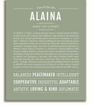 Alaina Personalized Name Meaning Art Prints – Name Stories