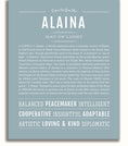 Alaina Personalized Name Meaning Art Prints – Name Stories