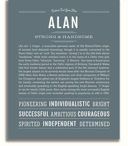 Alan Personalized Name Meaning Art Prints – Name Stories