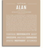 Alan Personalized Name Meaning Art Prints – Name Stories