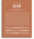Alan Personalized Name Meaning Art Prints – Name Stories