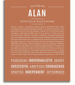 Alan Personalized Name Meaning Art Prints – Name Stories