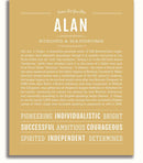 Alan Personalized Name Meaning Art Prints – Name Stories