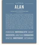 Alan Personalized Name Meaning Art Prints – Name Stories