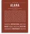 Alana Personalized Name Meaning Art Prints – Name Stories