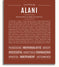 Alani Personalized Name Meaning Art Prints – Name Stories