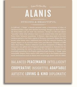 Alanis Personalized Name Meaning Art Prints – Name Stories