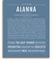 Alanna Personalized Name Meaning Art Prints – Name Stories