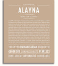 Alayna Personalized Name Meaning Art Prints – Name Stories