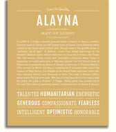 Alayna Personalized Name Meaning Art Prints – Name Stories