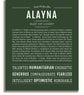 Alayna Personalized Name Meaning Art Prints – Name Stories