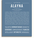 Alayna Personalized Name Meaning Art Prints – Name Stories