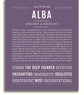 Alba Personalized Name Meaning Art Prints – Name Stories