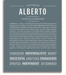 Alberto Personalized Name Meaning Art Prints – Name Stories