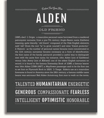 Alden Personalized Name Meaning Art Prints – Name Stories