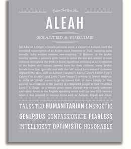 Aleah | Name Art Print – Name Stories