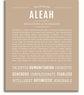 Aleah Personalized Name Meaning Art Prints – Name Stories