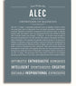 Alec Personalized Name Meaning Art Prints – Name Stories