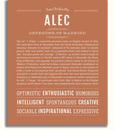 Alec Personalized Name Meaning Art Prints – Name Stories
