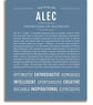 Alec Personalized Name Meaning Art Prints – Name Stories