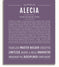 Alecia Personalized Name Meaning Art Prints – Name Stories