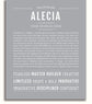 Alecia Personalized Name Meaning Art Prints – Name Stories