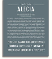 Alecia Personalized Name Meaning Art Prints – Name Stories
