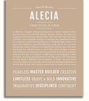 Alecia Personalized Name Meaning Art Prints – Name Stories