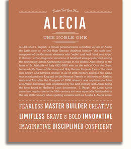 Alecia Personalized Name Meaning Art Prints – Name Stories