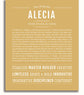 Alecia Personalized Name Meaning Art Prints – Name Stories