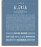 Alecia Personalized Name Meaning Art Prints – Name Stories