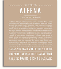 Aleena | Name Art Print – Name Stories