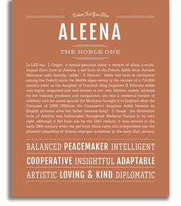 Aleena | Name Art Print – Name Stories